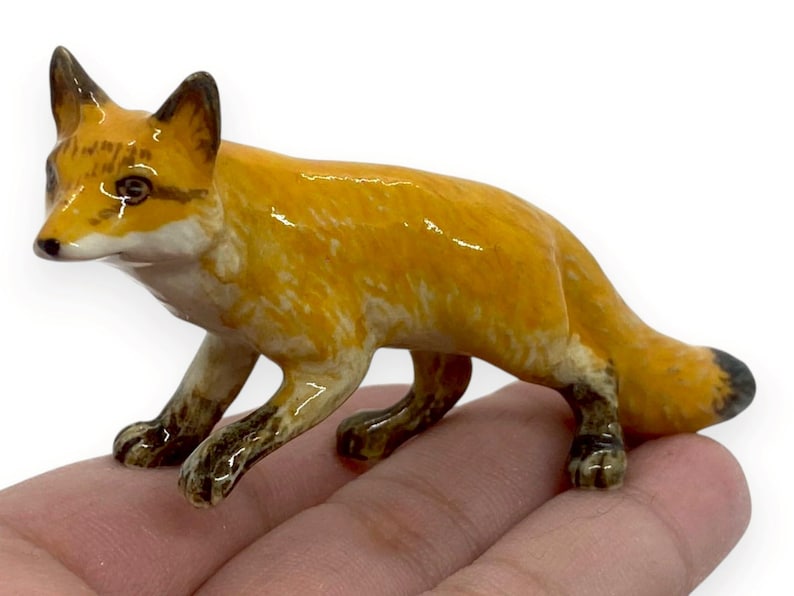 Tiny 3" L Red Fox Figurine Wolf Miniature Jackal Wild Dog Ceramic ...