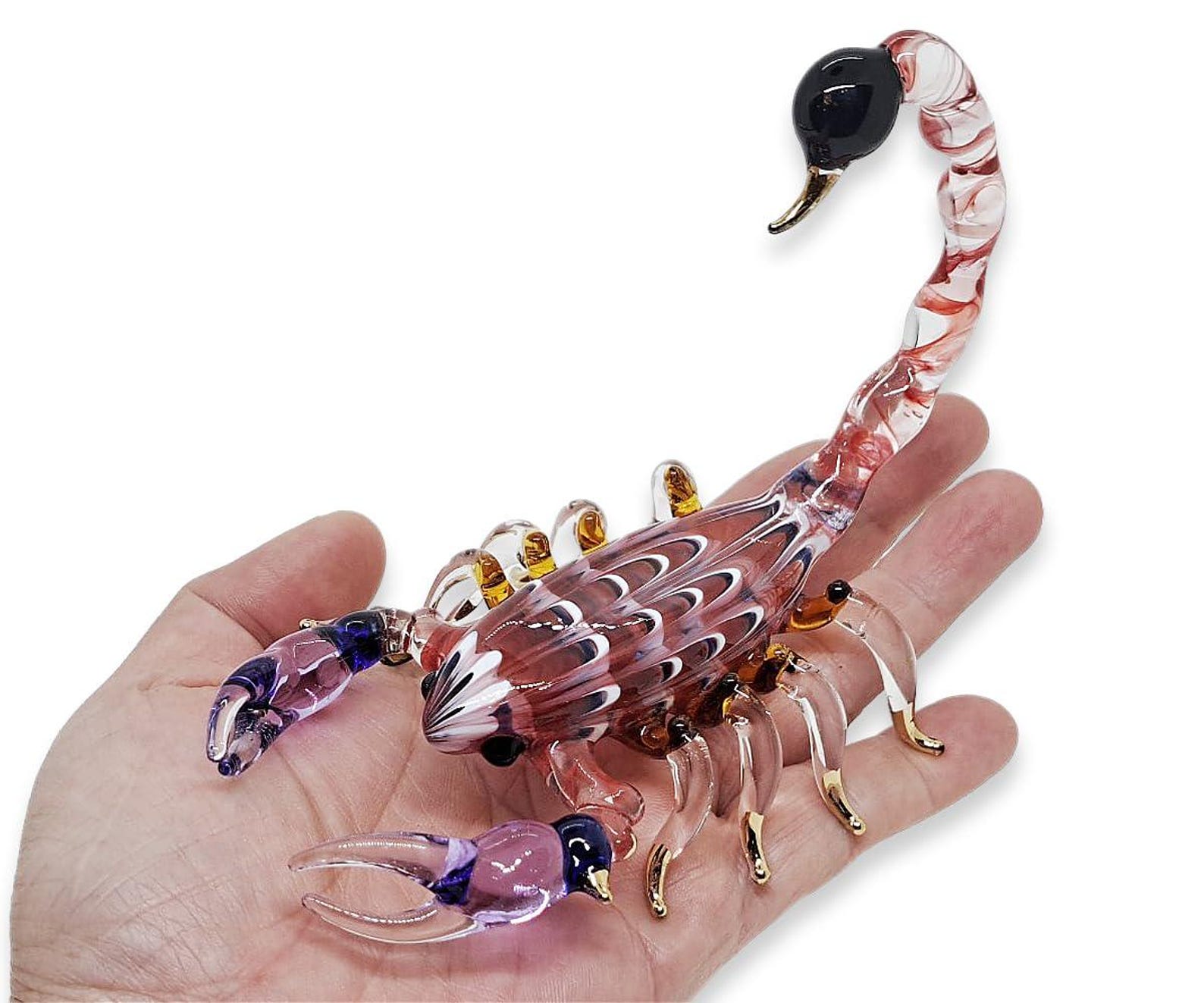 4" L Red Purple Scorpion Hand Blown Glass Bug Miniature Insect Figurine ...