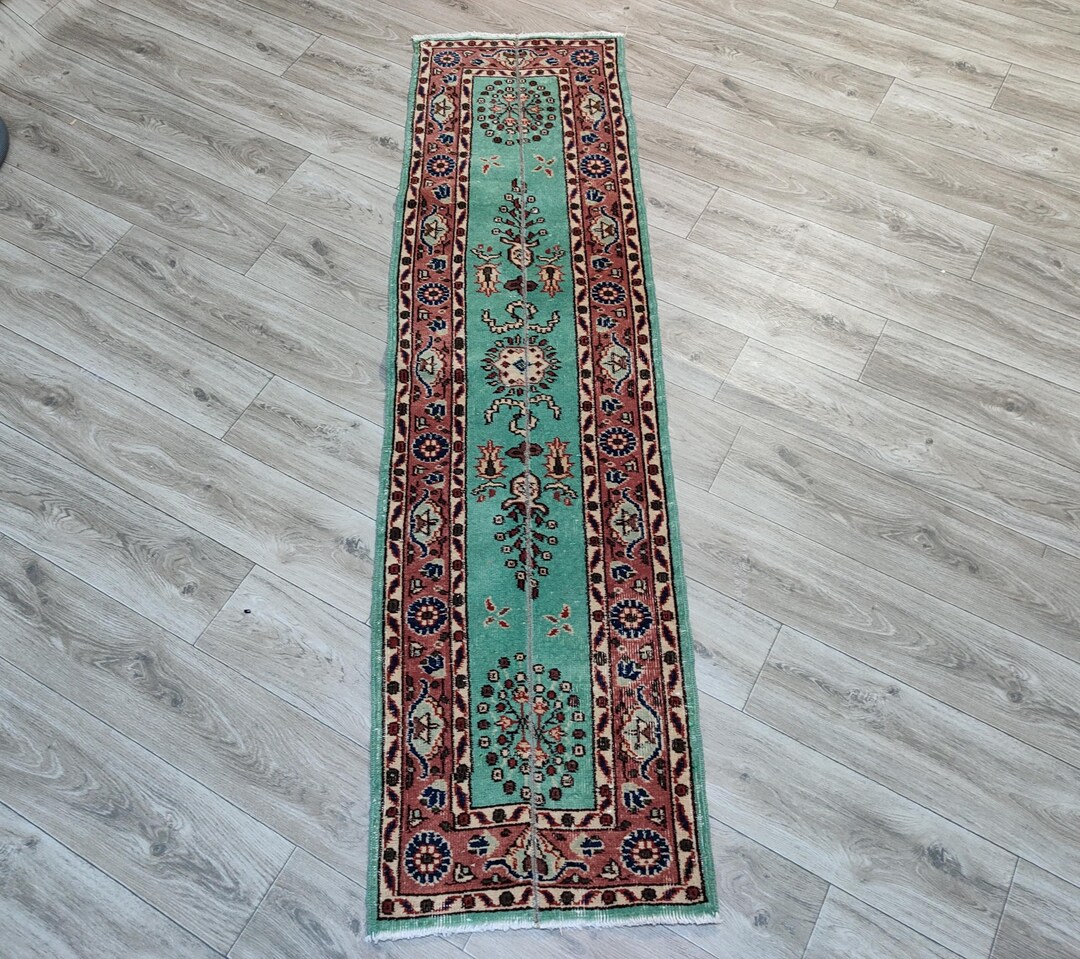 2x7 Runner,patchwork Design Rugs,special Color Rug,green Wool Rugs ...