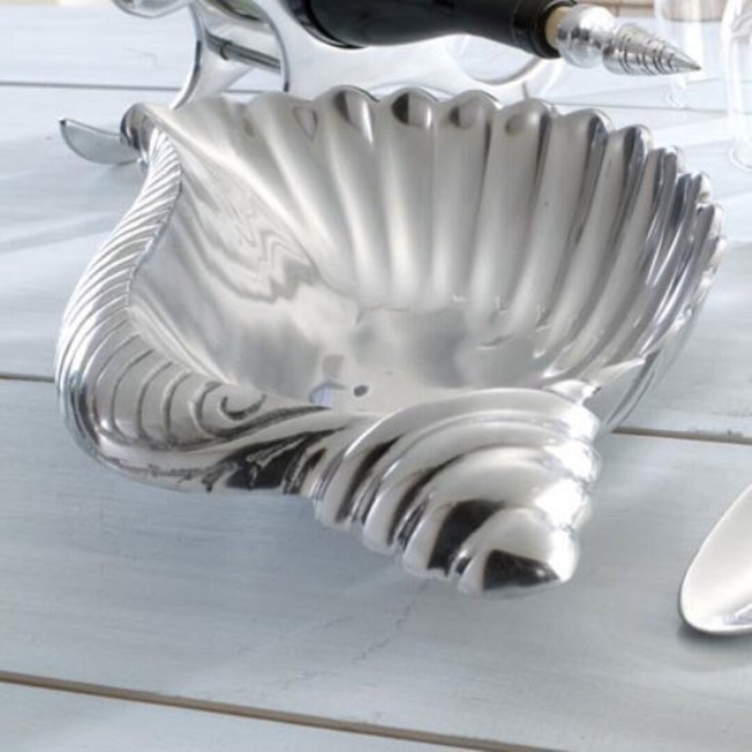 NEW Silver Metal Pewter Aluminum Clams Conch Shell Bowl - Etsy