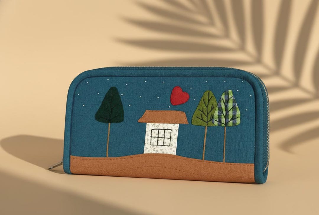 Handmade Quilted Wallet – House Applique, Phone Pouch - Etsy
