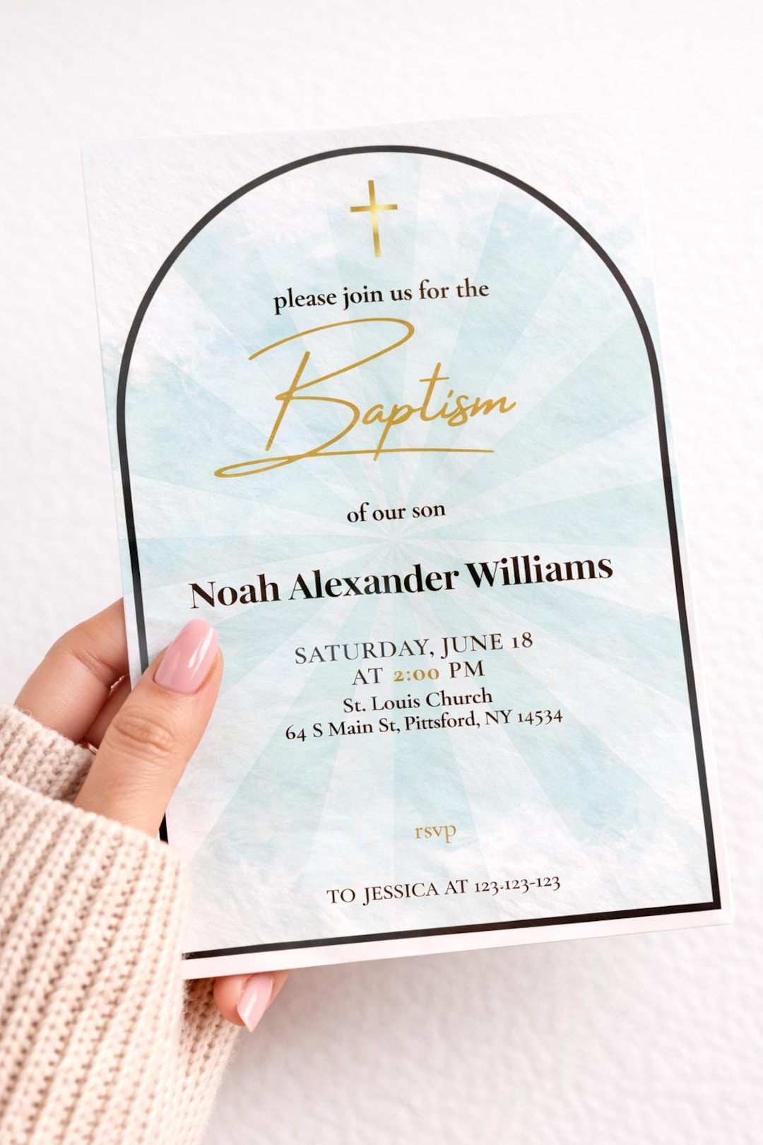 Modern Minimal Baptism Invitation | Personalized Christening Invite ...