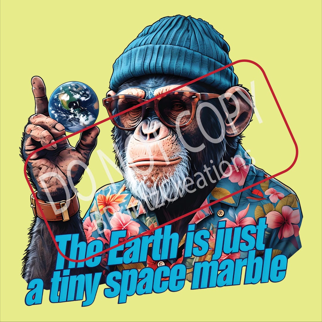 Space Marble Art Print: Monkey Holding Earth - Etsy