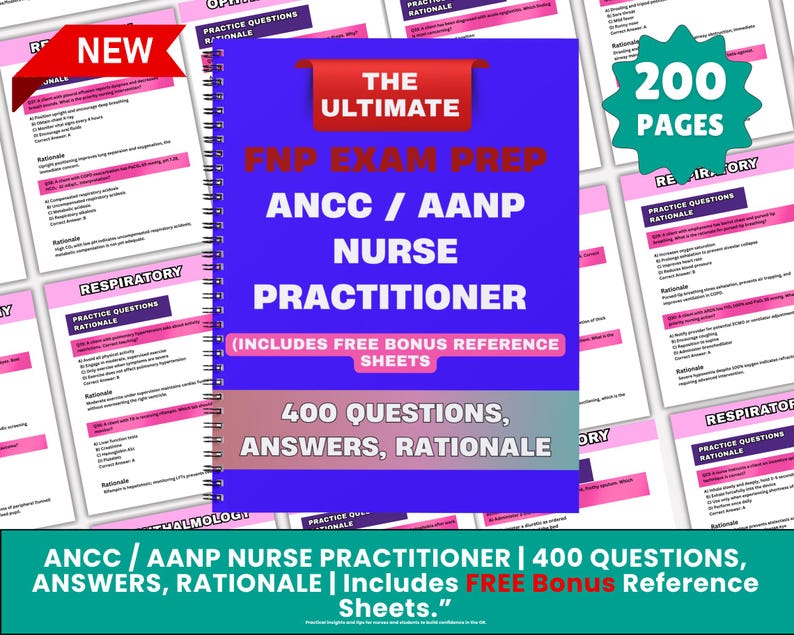 FNP Exam Prep 2026, ANCC/AANP Study Guide, 400 Questions (printable Pdf ...