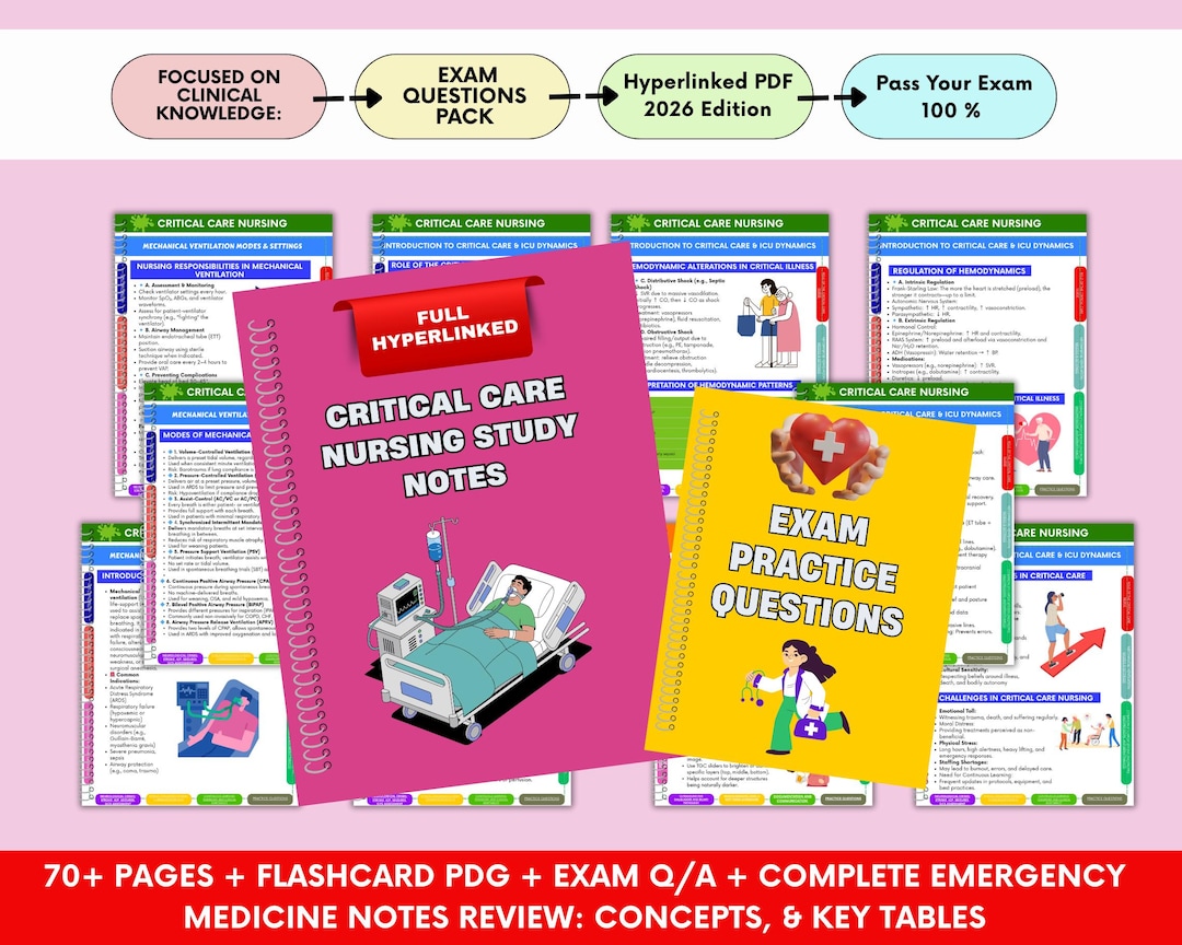 Critical Care Nursing Study Guide, ICU Essentials 2026 Updated Exam Q/A ...