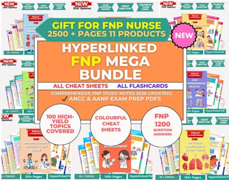 FNP Exam Prep Mega Bundle 2026 | ANCC & Aanp Study Guide PDF, Nurse ...