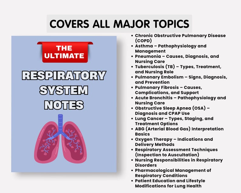 Respiratory System Nursing Study Guide: Anatomy, Disorders (digital ...