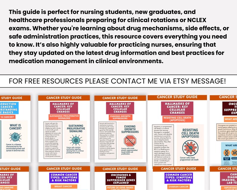 Oncology Pharmacology Cheat Sheet: Cancer Nursing Study Guide (2025 ...