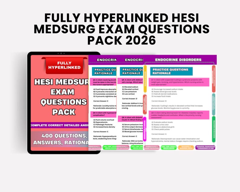 HESI Med-surg Exam Q&A | Nursing School Study Guide - Etsy UK
