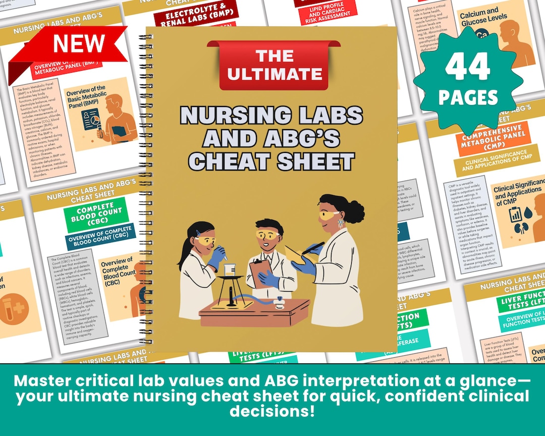 Nursing Labs & ABG Cheat Sheet, Lab Values Guide - Etsy