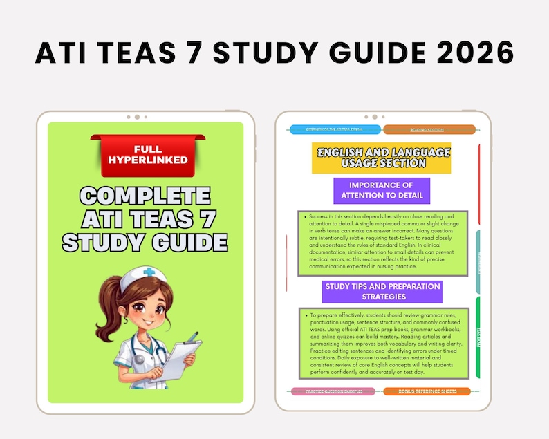 Hyperlinked ATI TEAS 7 Guide 2026, Nursing Exam Prep Question Answers ...