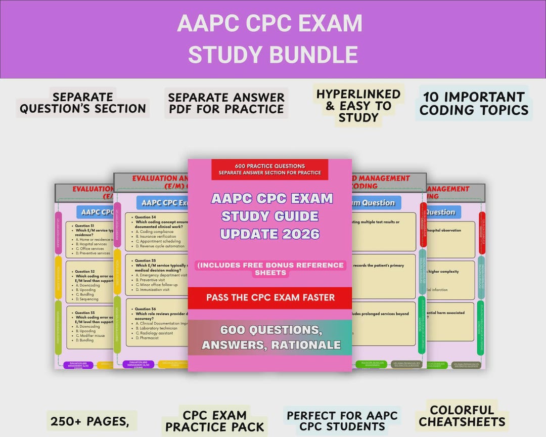 AAPC CPC Exam Study Guide 2026 | 600 Practice Questions (PDF) Queck ...