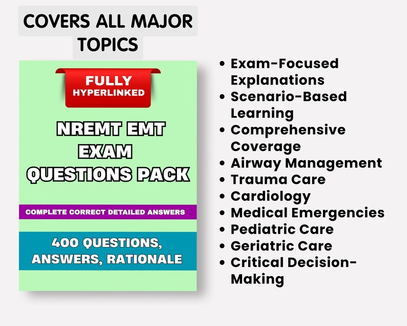 NREMT EMT Exam Prep | 400 Questions & Rationales (instant Download) - Etsy