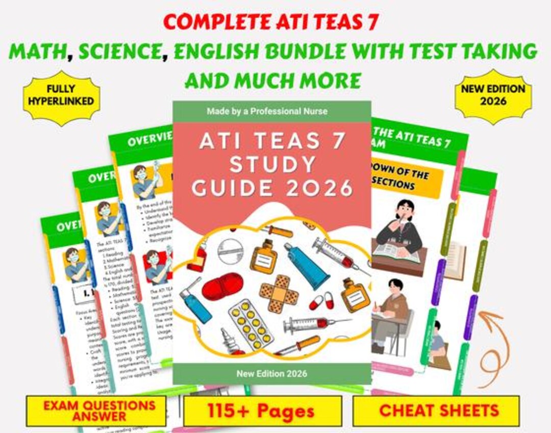 ATI TEAS 7 Study Guide 2026: Nursing Exam Prep (digital Download) - Etsy