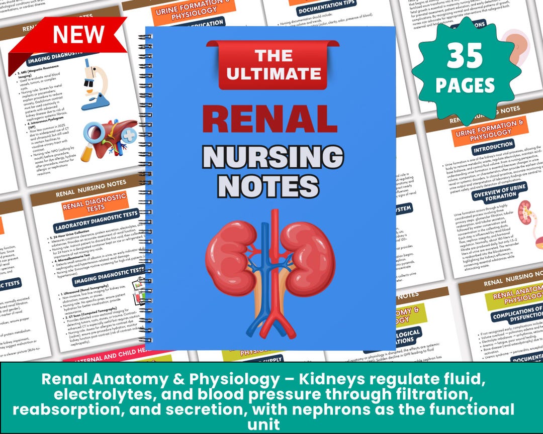 Renal System Study Guide 2024: Nursing School Notes (PDF & PNG Files ...