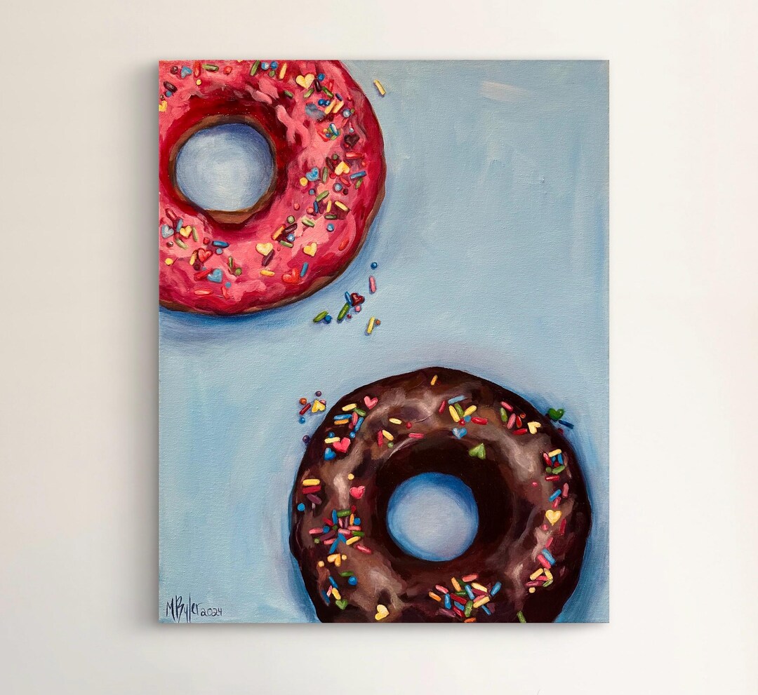 Original Acrylic Painting of Donuts on 16x20 Canvas – Colorful Food Art ...