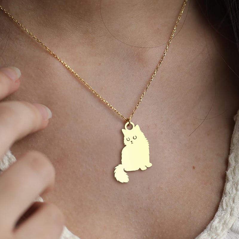 Gold Persian Cat Pendant - Etsy