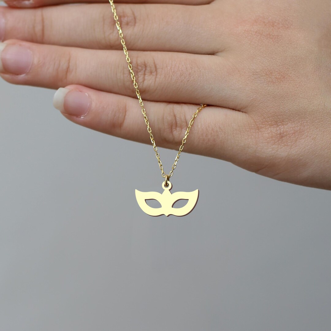 Gold Masquerade Mask Pendant – Sterling Silver Venetian Necklace - Etsy