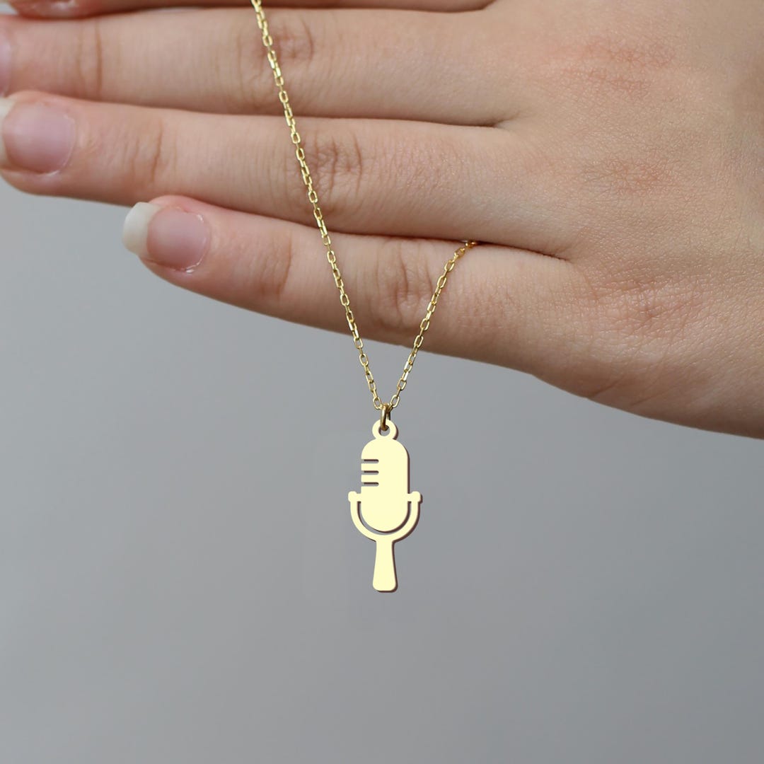 Gold Plated Microphone Pendant Necklace: Sterling Silver Music Jewelr ...