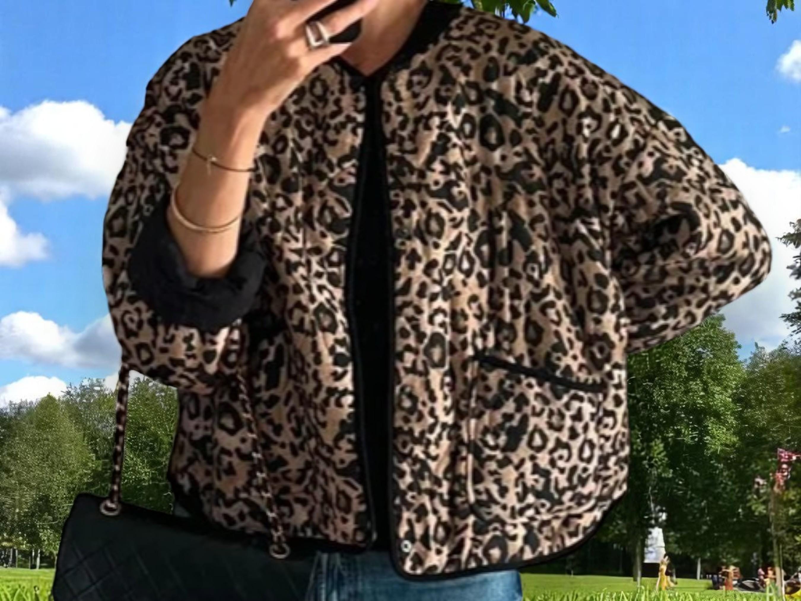 Leopard Print Quilted Cotton Jacket: Women's Open Front Bomber - Etsy