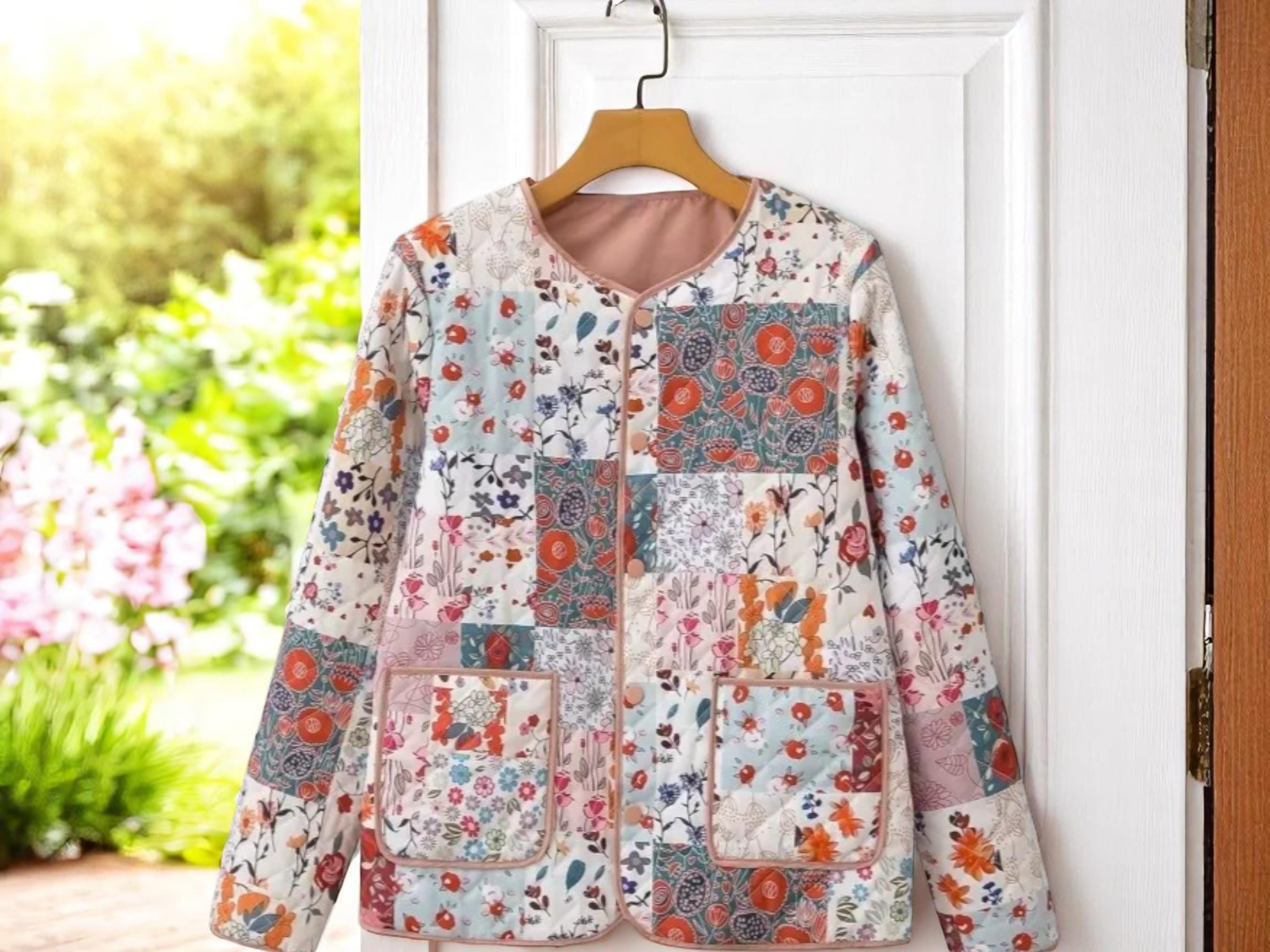 Floral Patchwork Quilted Jacket: Boho Oversized Bomber - Etsy