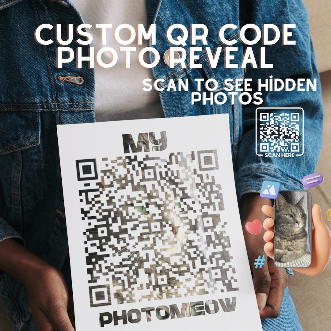 Custom Pet QR Code Photo Reveal,dog Cat Memorial Poster, Digital ...