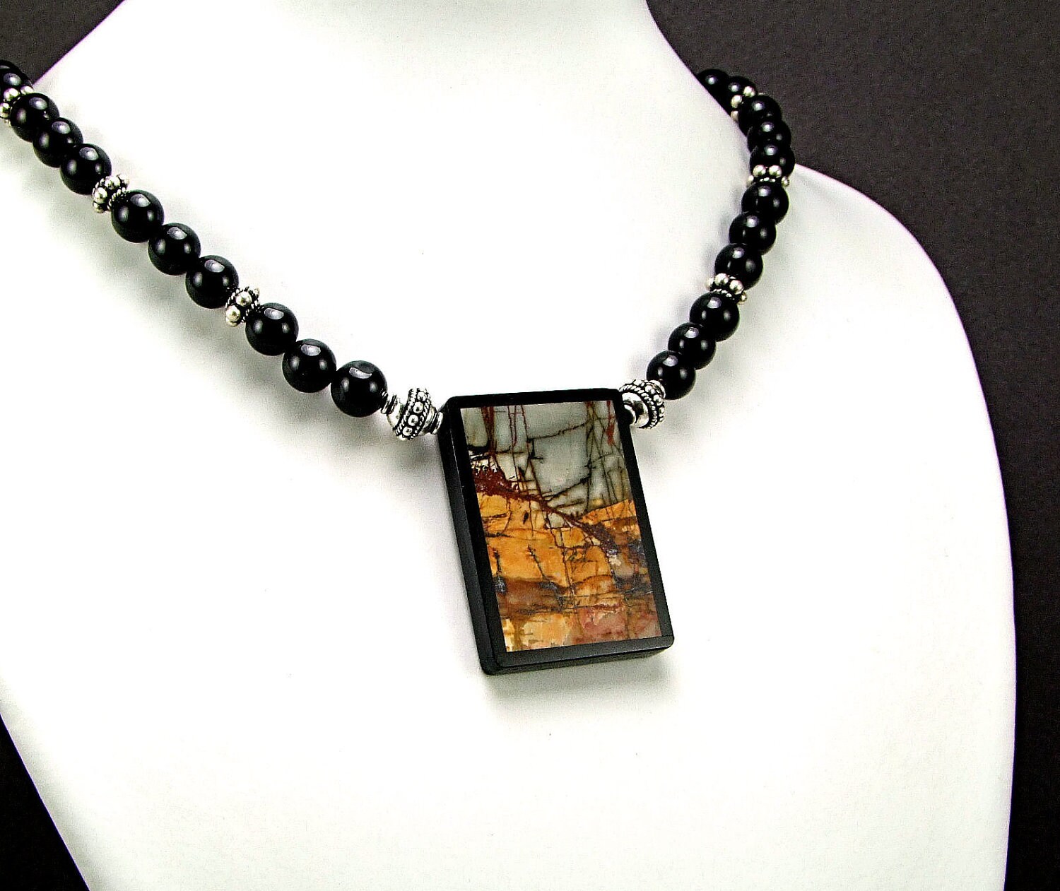 Striking Multicolor Picasso Jasper Intarsia Necklace N299 - Etsy