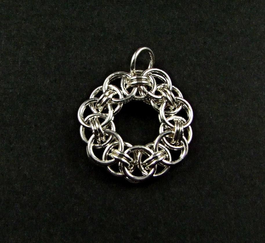 Sterling Silver Chain Maille Helm Flower Pendant N633 - Etsy