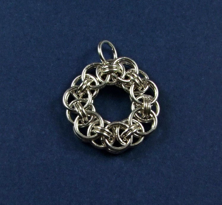 Sterling Silver Chain Maille Helm Flower Pendant N633 - Etsy