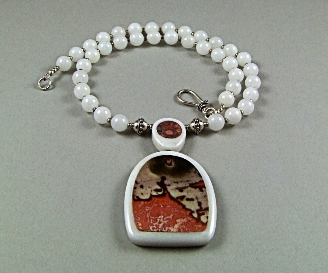 Red Creek Jasper Intarsia Necklace N234 - Etsy
