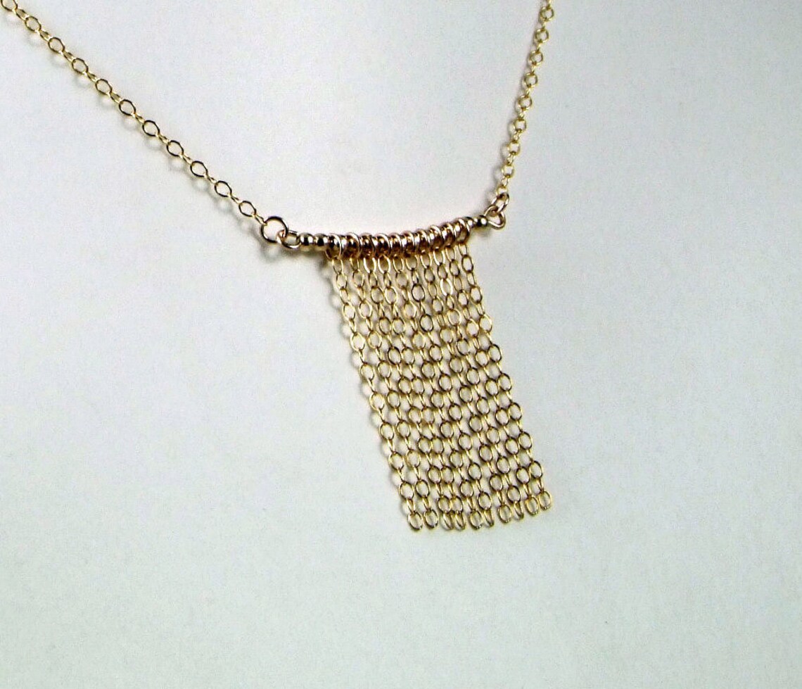 Unique Gold Filled Chain Curtain Necklace N500 - Etsy