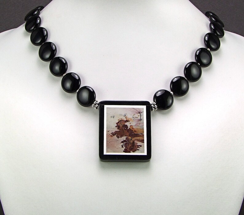 Japanese Artistic Jasper Intarsia Pendant Necklace N312 - Etsy