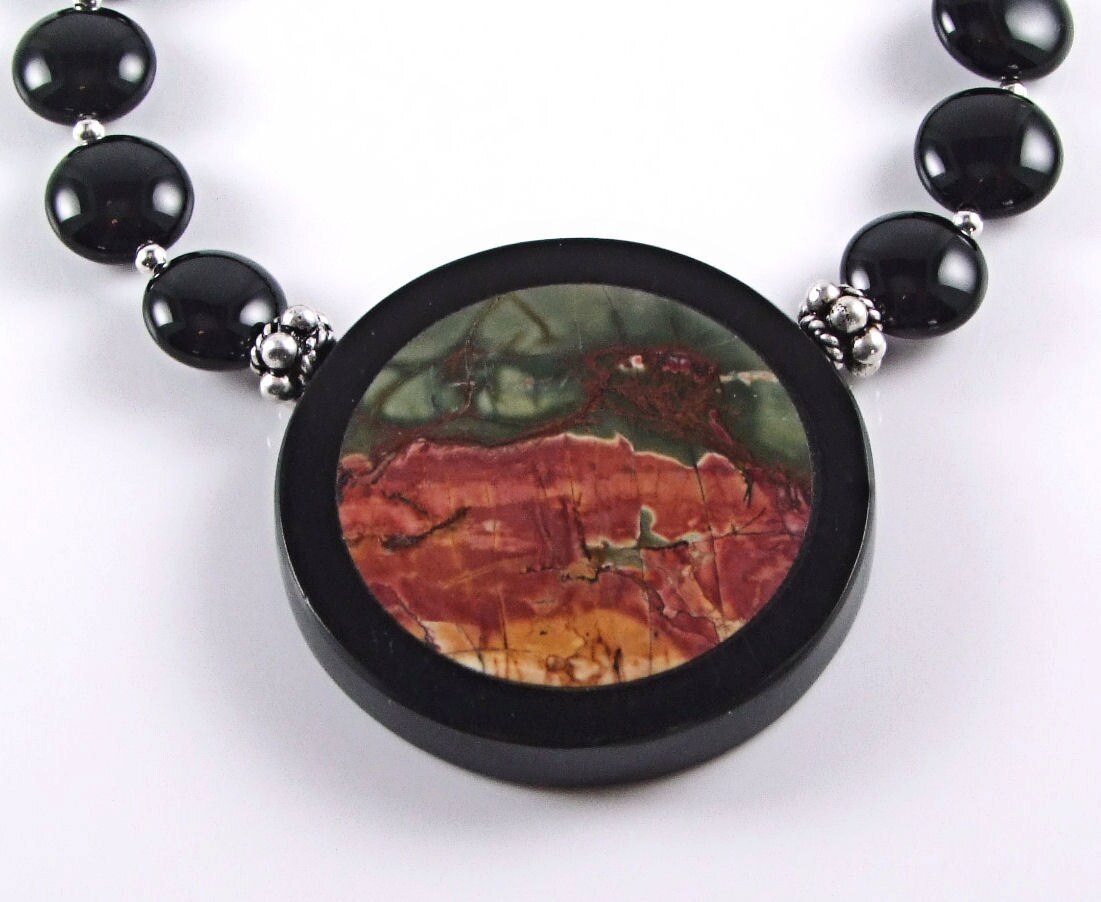 Multicolor Picasso Jasper Intarsia Necklace N402 - Etsy