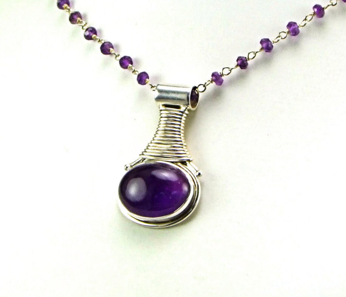 Sterling Silver Amethyst Pendant & Chain N772 - Etsy
