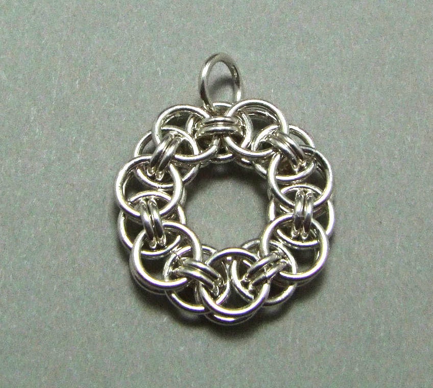 Sterling Silver Chain Maille Helm Flower Pendant N633 - Etsy