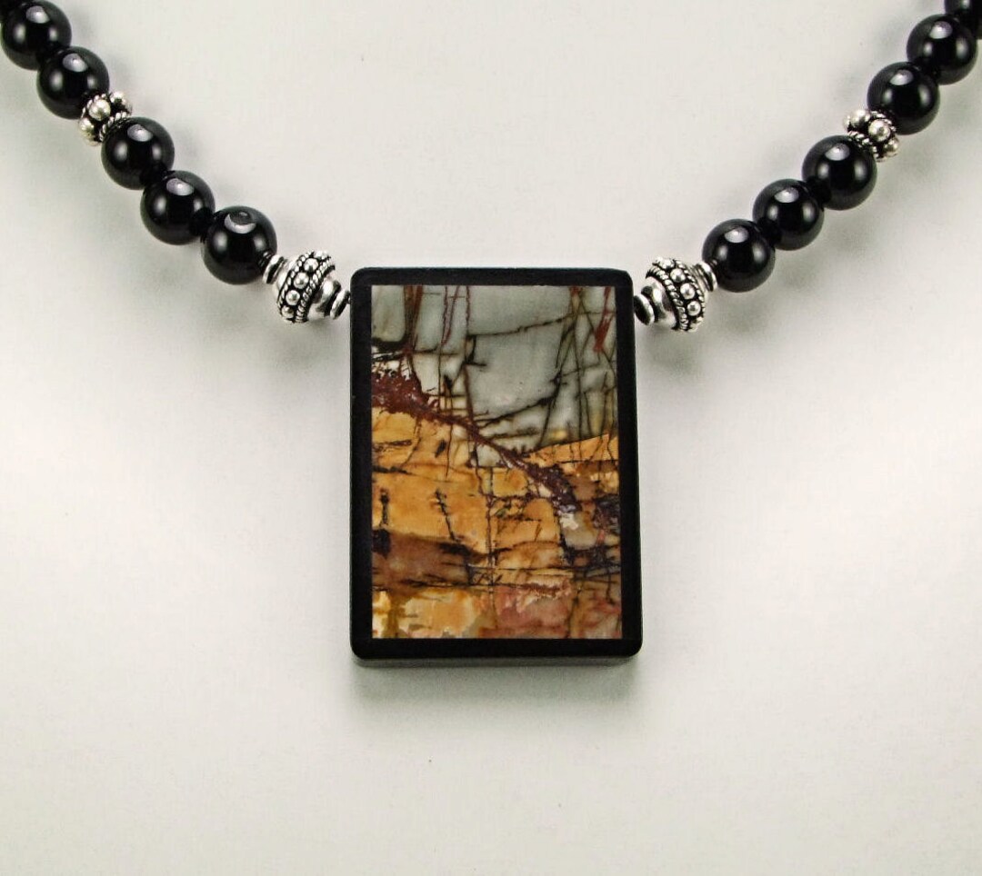 Striking Multicolor Picasso Jasper Intarsia Necklace - N299 - Etsy