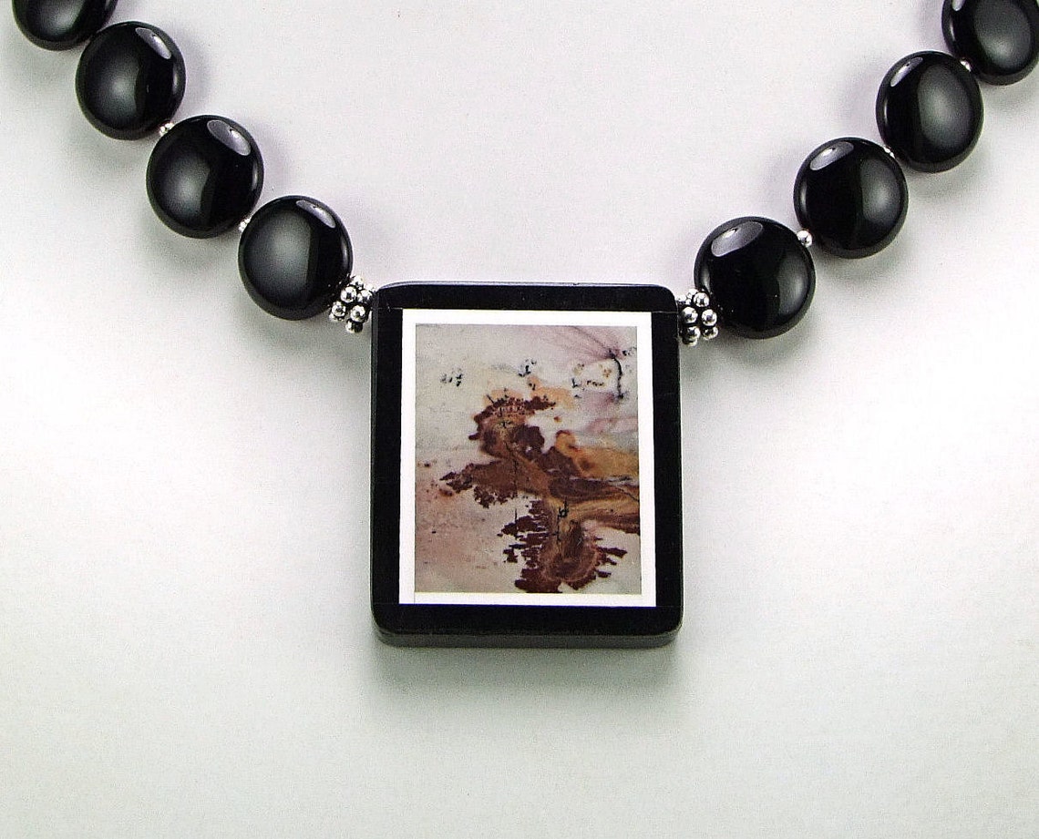 Japanese Artistic Jasper Intarsia Pendant Necklace N312 - Etsy