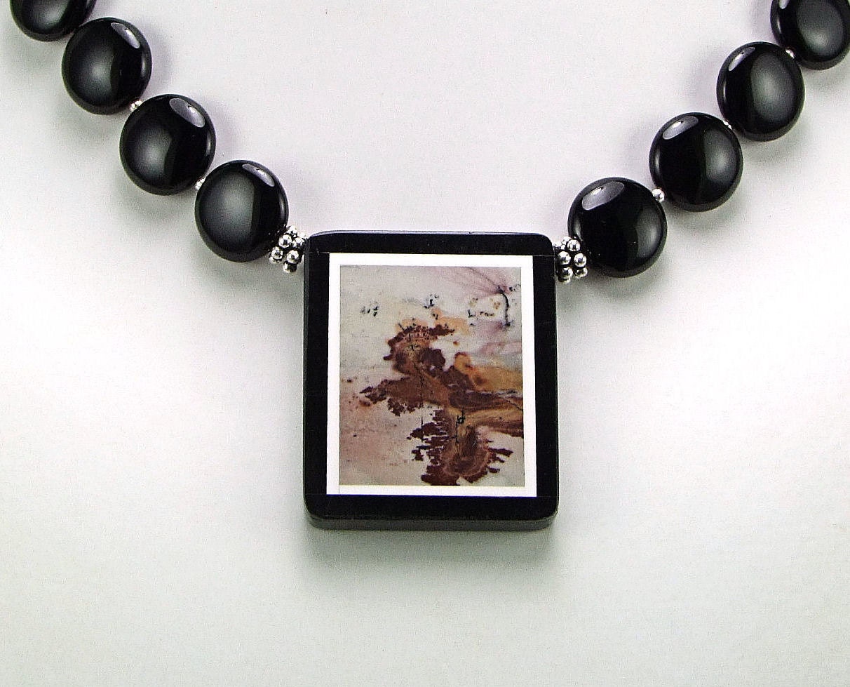 Japanese Artistic Jasper Intarsia Pendant Necklace N312 - Etsy