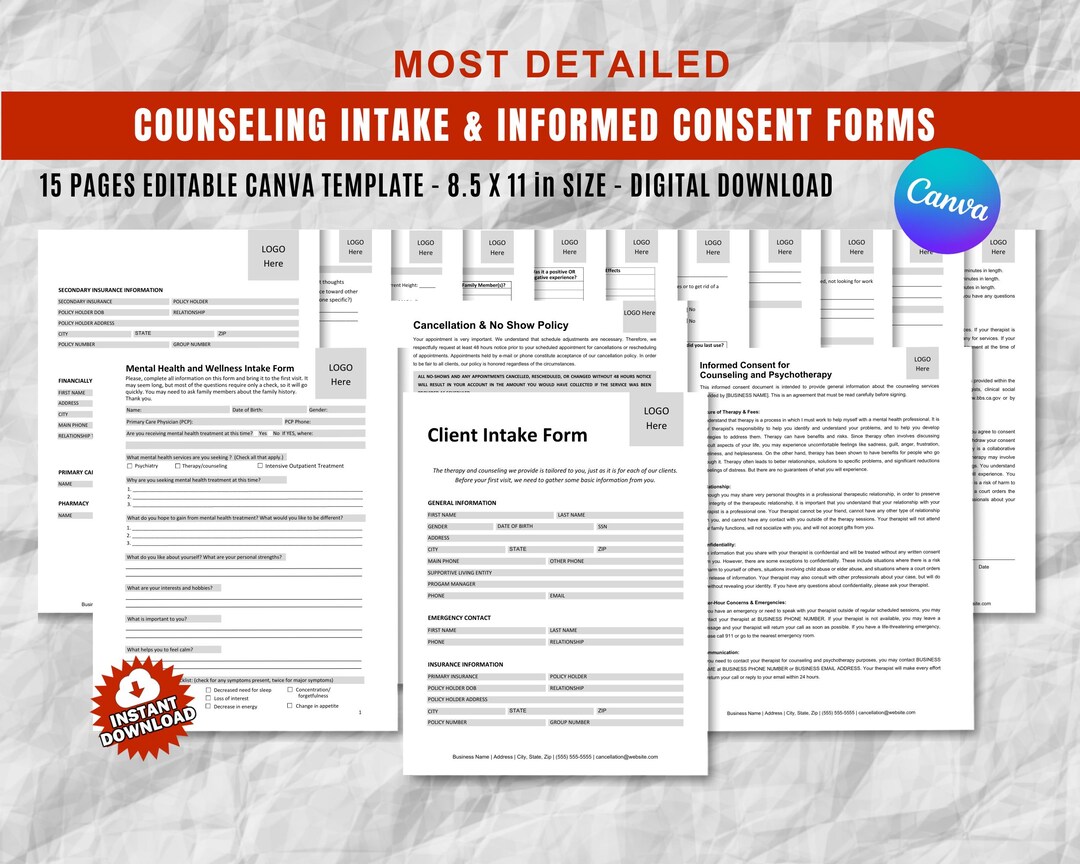 Counseling Intake & Consent Form – Professional Templates for ...