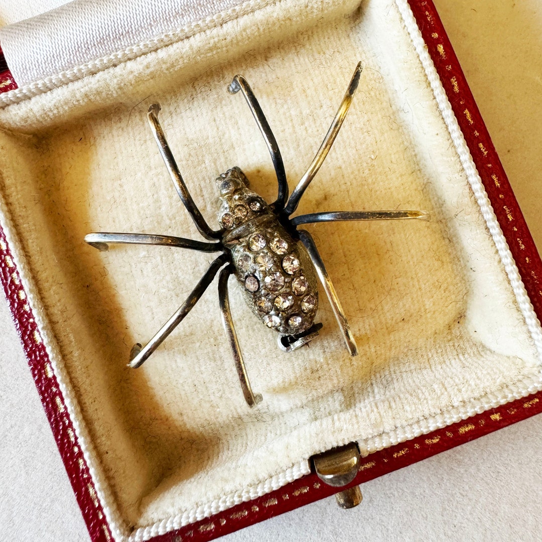 1940s Art Deco Spider Brooch: Silver Tone Paste Pin - Etsy