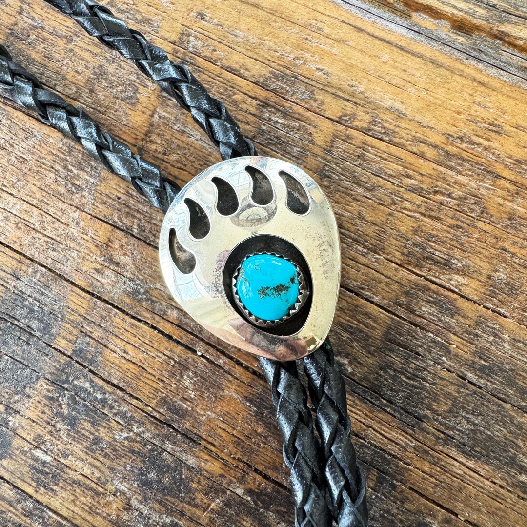 Vintage Native American Bear Claw Shadowbox Sterling Silver Turquoise ...