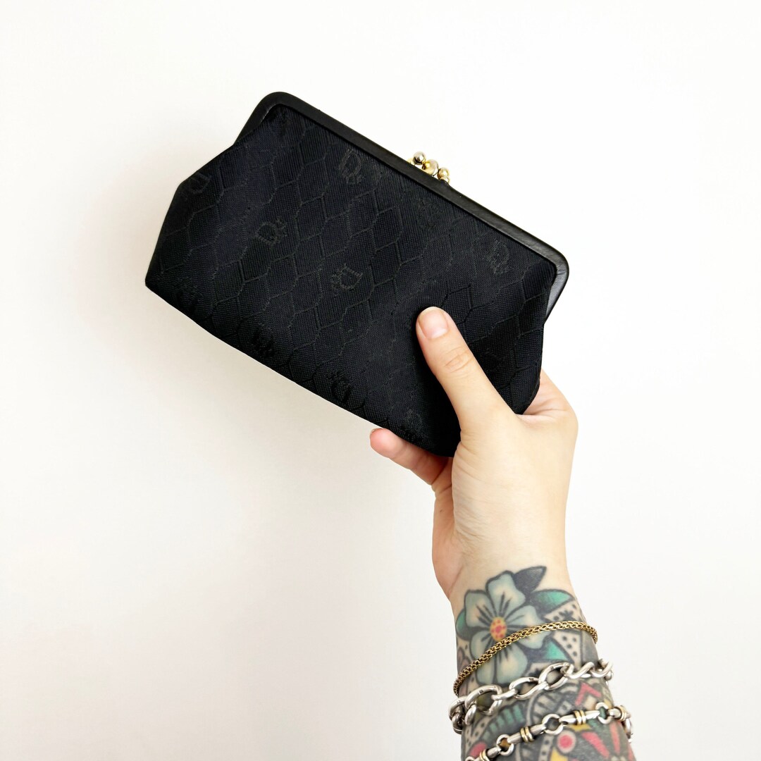 1980s Christian Dior Wallet Dior Black Monogram Small Dior Wallet Kiss ...