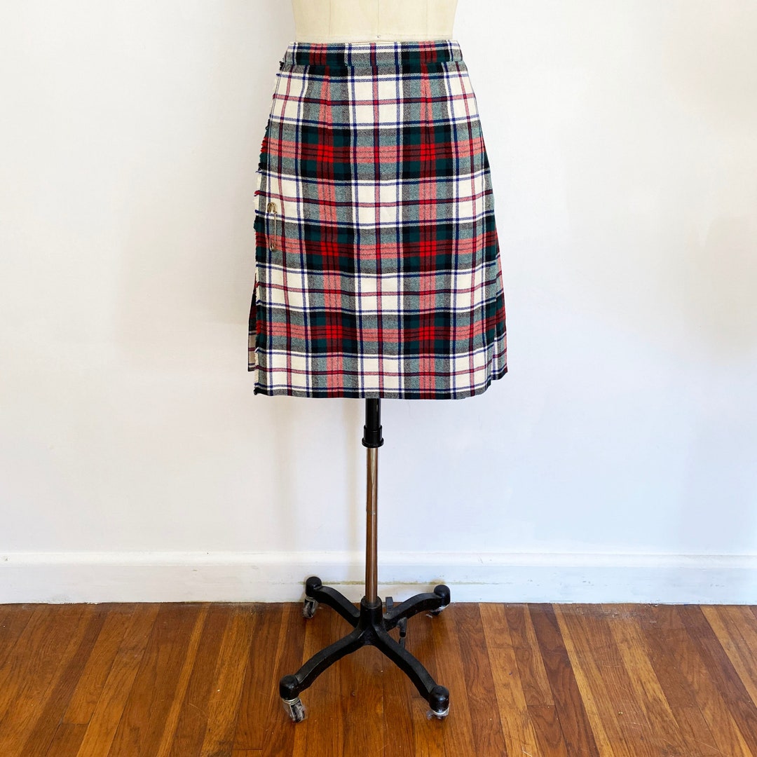 1960s Scottish Stewart Tartan High Waisted Pleated Mini Wrap Skirt ...