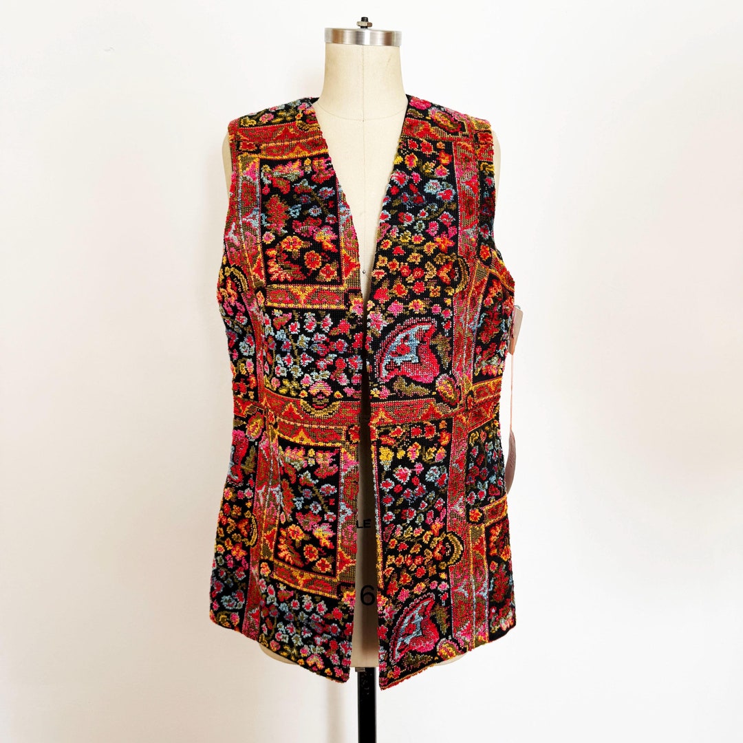 1970s Aladdin Rainbow Tapestry Vest 70s Carpet Vest Dead Stock Boho ...