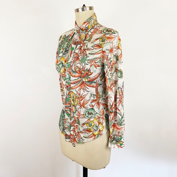 1970s Tiger Disco Shirt Jungle 70s Blouse Unique 70s … - Gem