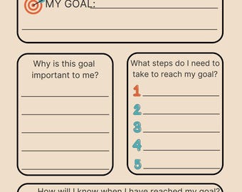 Goal Setting Printable Worksheet - Etsy