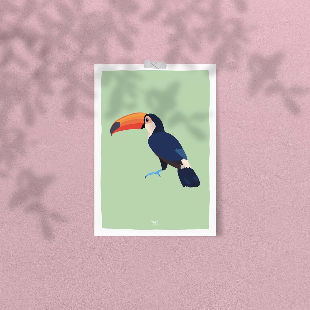 Boho Toucan Bird Printable Art Print, Colorful Rainforest Animal Poster ...