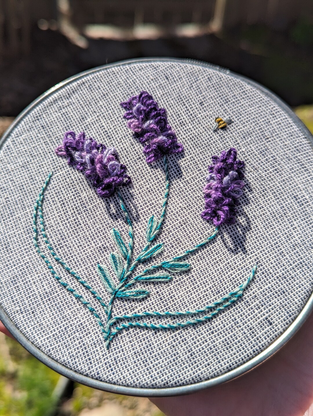 Finished Hoop Lavender Hand Embroidery | Vintage Hoop Embroidery Hoop ...