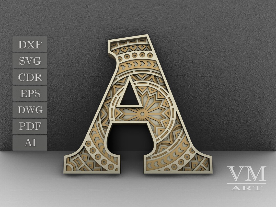Layered Letter A, Layered Letters SVG, Multilayer Letters, Laser Cut ...