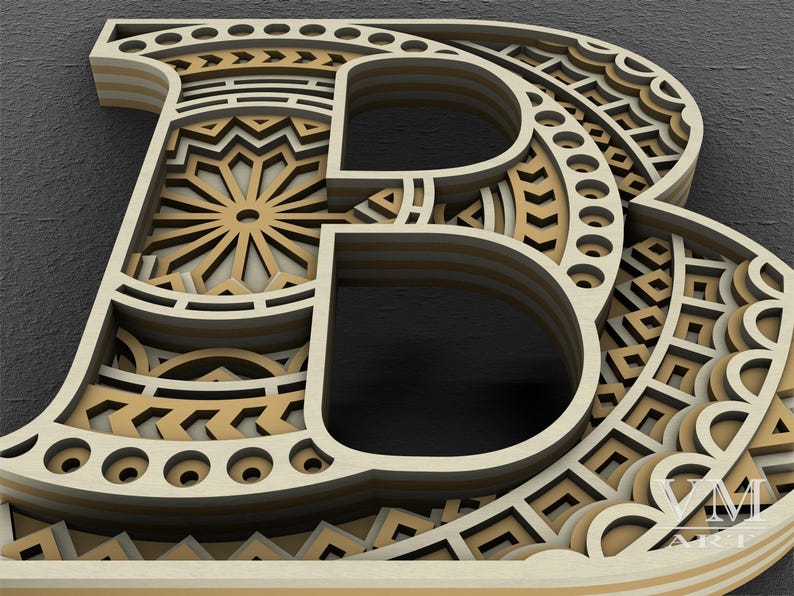 Layered Letter B, Layered Letters SVG, Multilayer Letters, Laser Cut ...
